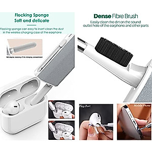 Esteguen Multi-Function Airpod Cleaner Kit- Laptop Phone Screen Cleaner Bluetooth Earphones Cleaning Tools for Airpods Pro Earbuds Cleaning Kit for Tablets Cell Phone Screen White