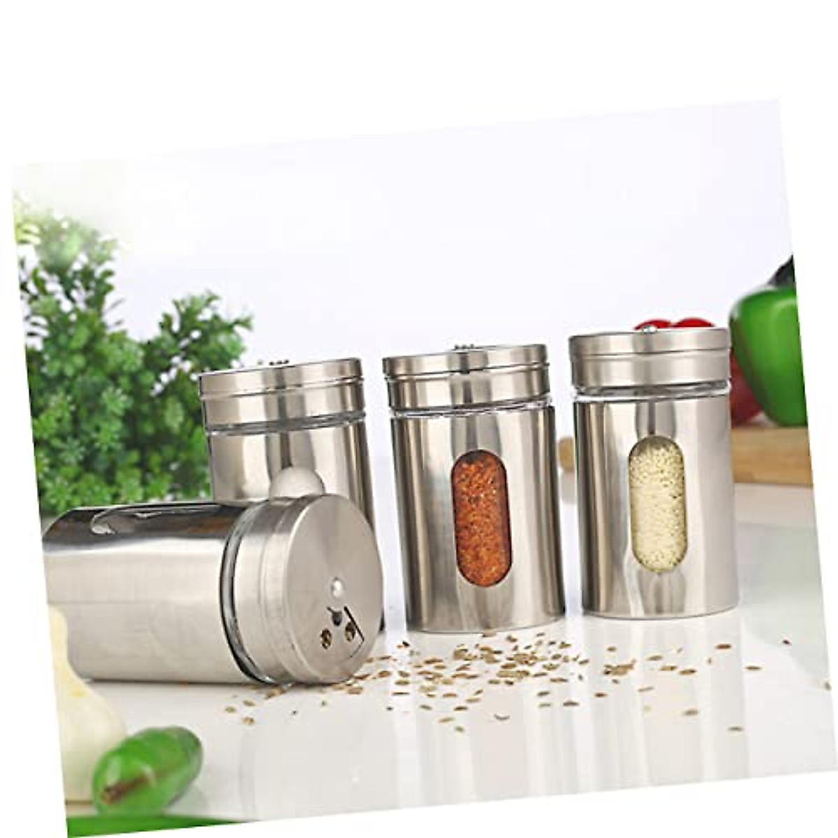Seasoning Bottle Glass Sauce Bottles Stainless Steel Shaker Seasoning Containers Organiser Silver Pepper Shaker Seasoning Storage Box Condiment Bottle Castor Barbecue Sealed Jar