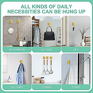 Quavzotu Adhesive Hooks Heavy Duty, Stick on Adhesive Wall Hooks, Waterproof Stainless Steel Adhesive Hangers for Kitchen Bathroom Home Door Bedroom Living-Room Towel Coat Key Robe Hat Cooker 4Pack