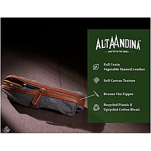 Alta Andina Pen & Pencil Case | Eco Pouch – Recycled Plastic Thread & Our Vegetable Tanned Leather | School & Office Supplies, Makeup, & Art Bag (Burgundy)