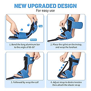 Sgrived Plantar Fasciitis Night Splint: Upgraded Plantar Fasciitis Brace with Arch Support - Dorsal Night Splint for Plantar Fasciitis Women Men - Dual Effective Plantar Fasciitis Relief Achilles Tendonitis Foot Drop Heel Pain Black-Blue