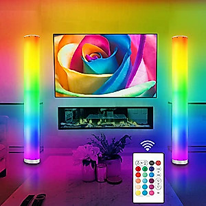 2 Pack RGB Corner Floor Lamp for Living Room, Remote Control 41" Tall Modern Floor Lamp Colorful Atmosphere Decoration Soft Lighting Night Light led lamp for Bedroom Gaming Room Party