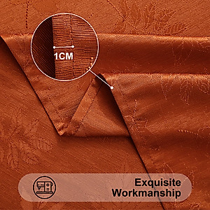 Smiry Thanksgiving Tablecloth 60x84 Inch, Fall Waterproof Damask Table Cloth for Rectangle Table, Autumn Leaves Fabric Jacquard Table Covers for Harvest Parties, and Holiday Dinner, Rust