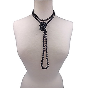 MGR 60-Inch Faceted Black Onyx Endless Infinity Long Beaded Necklace or Multi Strand Beaded Necklace.