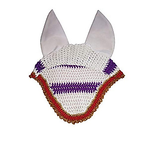 Avani Creations Ad Horse Ear Net Crochet Fly Veil Equestrian Fly Bonnet/Veil/mask Standard Size