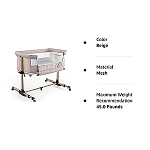 nordmiex Baby Crib,Baby bassinets Crib for Newborn,Adjustable Baby Bed for Infant/Baby,Beige