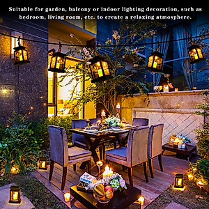 Solar Candle Lantern, Solar Garden Lights Hanging with LED Flickering Flame, 2Pcs Outdoor Lantern Light Waterproof for Christmas Decoration and Party (Warm White Light)