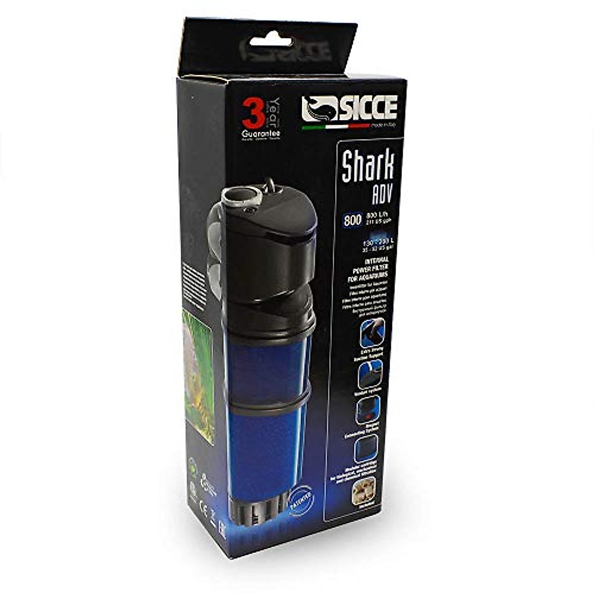 SICCE Shark ADV 800 Internal Filter, freshwater and saltwater application, for submerged use|211 GPH