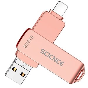 SCICNCE USB 3.0 Flash Drive 512GB Intended for iPhone, USB Memory Stick External Storage Thumb Drive Photo Stick Compatible with iPhone, Android and Computer (Rose Gold)