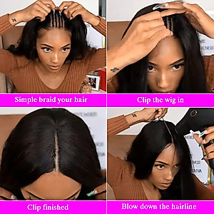 Xagujpo V Part Wig Human Hair Body Wave Wigs Upgrade U Part Wigs Brazilian Virgin Human Hair Wigs For Black Women Glueless Clip In Half Wig V Shape Wigs No Sew In 180% Density Natural Color 18inch