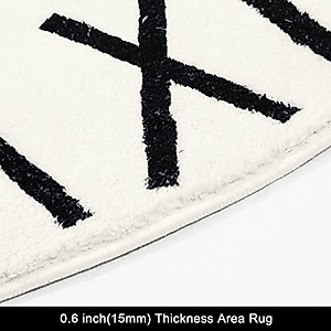 HEBE 4ft Round Kids ABC Rug Alphabet Nursery Rug for Bedroom Playroom Non Slip Educational Playmat Round Circle Carpet for Classroom Infant Toddlers,Milk White