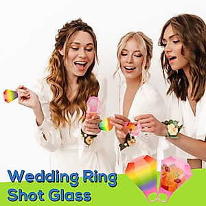 Wedding Ring Shot Glass Bachelorette Shot Glasses Team Bride Supplies Wedding Party and Bridal Shower Decorations (Pink, 12 Pieces)