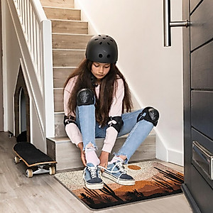 YeiHe Abstract Boho Door Mat, Boho Sun Desert Cactus Mountain Landscape Front Door Mats Outdoor, Mid Century Modern Boho Door Mat Outdoor Indoor Entrance, Boho Welcome Mat, 17x30 Inches