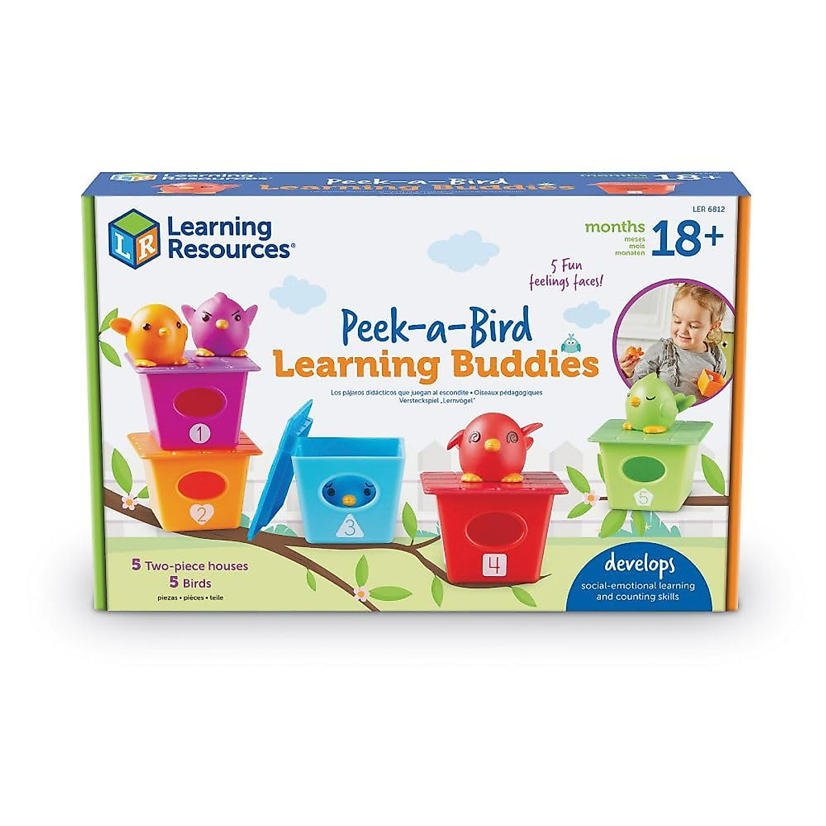 Learning Resources Peek-a-Bird Learning Buddies - 15 Pieces, Age 18 Months+ Toddler Learning Activities, Preschool Toys, Educational Toy for Color Teaching