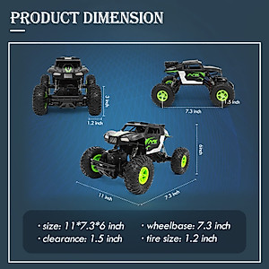 Ealingmoon Remote Control Car | 1:16 Scale 4WD All Terrain Rc Truck | 2.4GHz Off Road Rc Monster Truck with Colorful LED Light and 2 Rechargeable Batteries | Boys & Adults Gift