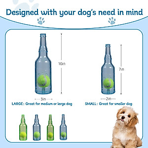 Metionc Dog Toys for Aggressive Chewers,Rubber Bottle Dog Toy Contains Tennis Ball,Indestructible Dog Toys for Large Dogs, Durable Dog Toys, Squeaky Dog Toys (Blue, L)