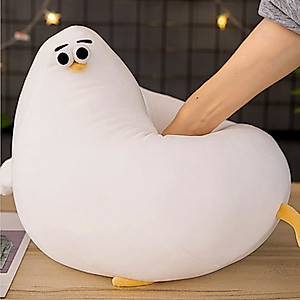 OUKEYI Funny Plush Seagull Pillow, Simulation Cute Fat Chicken Doll Toys, Soft Stuffed CushionsChicken Plush Pillow Floor Mat Kawaii Festival Gifts (15.7inches)