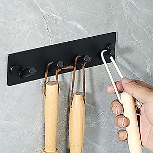 Alise Bathroom Towel Hook Towel Robe Coat Rack/Rail with 4 Hooks,Wall Drilling or 3M Self-Adhesive Mount,GWLD1004B-4P SUS304 Stainless Steel Black Finish Pack of 4