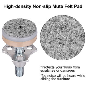 Heavy Duty Furniture Levelers 3/8''-16 Thread w/ T-Nut Kit Furniture Leveling Feet Adjustable Furniture Levelers for Tables,Cabinets,Chairs,Workbench,Sofa and More,Large Base Supports 1320LBs-Set of 4