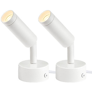 URTOM 2 Pack Indoor Spot Lights, 120V LED Accent Up Lights, 3W Plant Spotlights, 3000K Floor Spotlights for Plants, Pictures, Desk - Uplights with 5.9 FT Plug Cord and Foot Switch