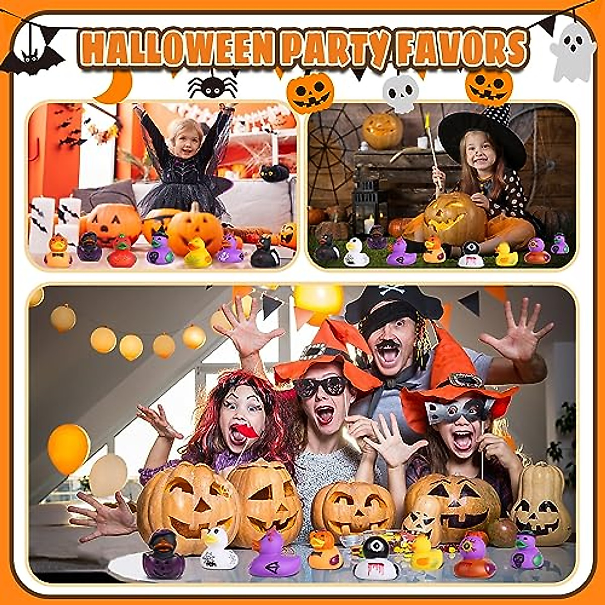 Mikulala 24Pcs Halloween Rubber Ducks Party Favors - 2 Inch Duck Toy for Kids Trick or Treat Supplies, Goodie Bag Fillers, Baby Showers, Prizes and Toys