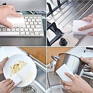 100 Pack Extra Thick Magic Cleaning Sponges - Reusable Eraser Sponge for All Surfaces - Kitchen-Bathroom-Furniture-Leather-Car-Steel - Just Add Water - Melamine - Universal Cleane