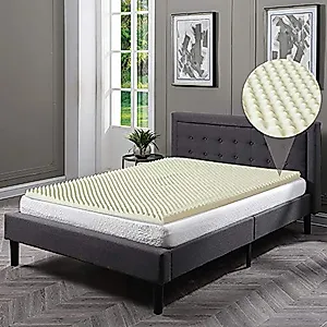Nutan 2-Inch High Density Convoluted Egg Shell Breathable Memory Foam Topper,Adds Comfort to Mattress, Twin, White