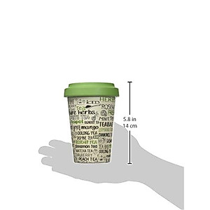 A'Domo PV-BAM-6285 Point-Virgule Travel Mug with Lid and Non-Slip Band Tea 500Ml, Bamboo, Fiber, Multicolor