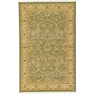 Unique Loom Edinburgh Collection Classic Oriental Traditional French Floral Country Inspired Design Area Rug, 5' 1" x 8' Rectangle, Light Green/Cream