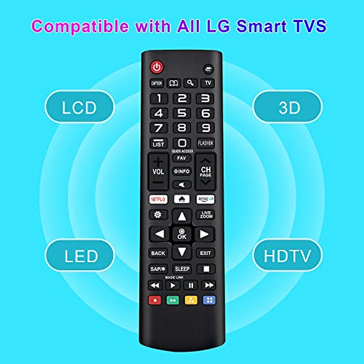 Goukano Universal Remote Control for All LG Smart TV Remote Control Compatible All Models LCD LED 3D HDTV Smart TVs AKB75095307 (with Batteries)