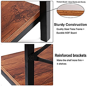 Devo Bookshelf, Industrial Book Shelf Large Storage Shelves, Display Shelf Tall Bookcase Metal Bookshelves, 6 Tier Bookcases Wood Heavy Duty Shelving Unit for Bedroom,Office and Living Room, Vintage