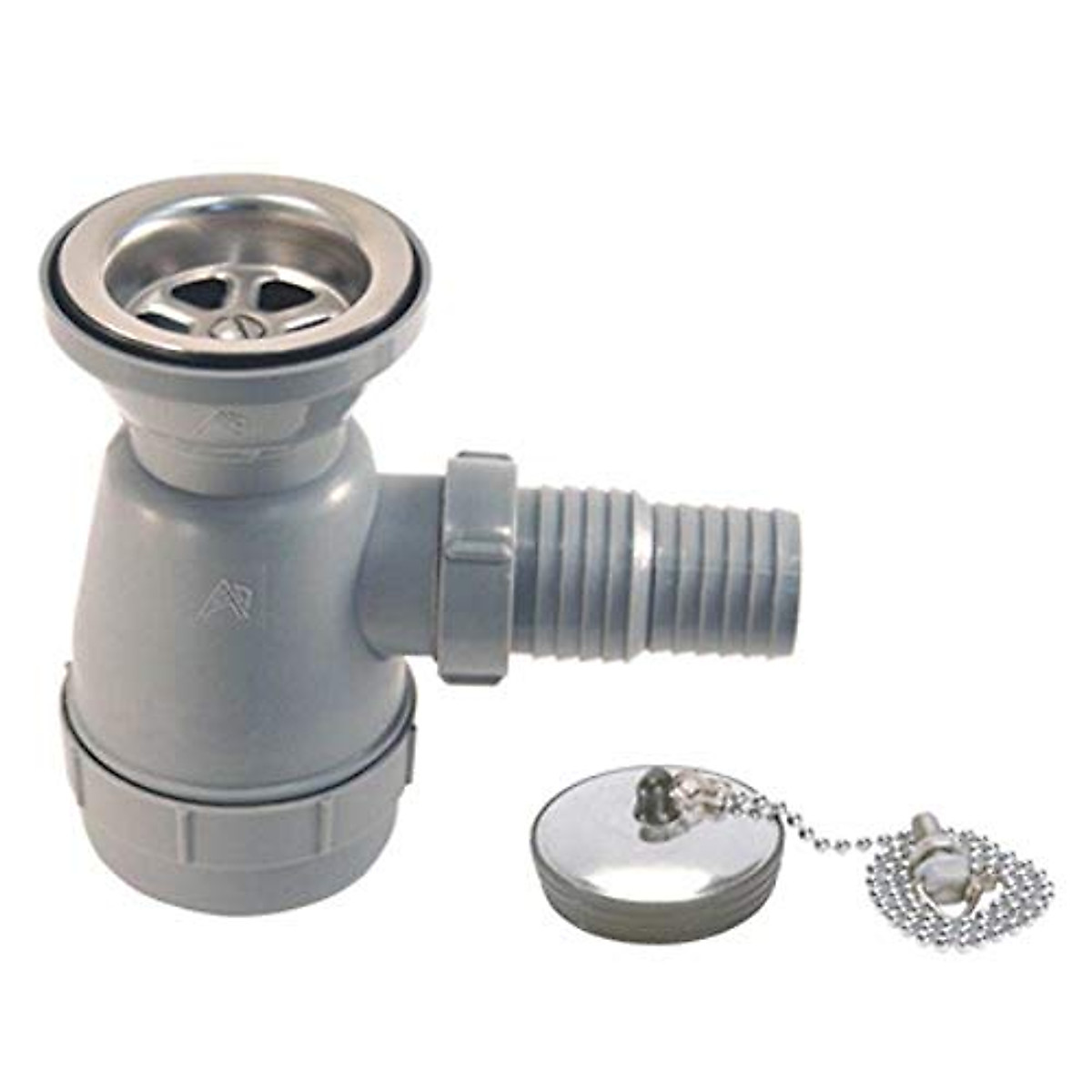 Ambassador Marine Sink Drain with Ultra Mirror Finish, 3/4-Inch and 1-Inch Hose Barb and Strainer Basket