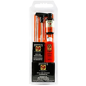 Hoppe's No. 9 Cleaning Kit with Aluminum Rod, Universal Rifle/Shotgun, Clamshell,orange