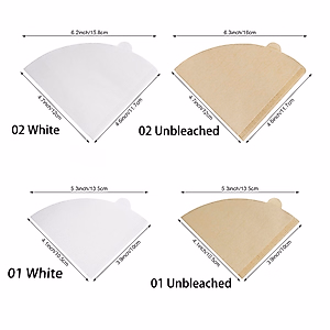 300 Counts Coffee Filters Cone Coffee Filters V60 Coffee Filter No.2 Coffee Filters 2-4 Cups Pour Over Coffee Filter Cone Natural Paper Coffee Filters (Unbleached)