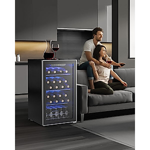 Silonn 26 Bottle Wine Cooler/Cabinet Beverage Refrigerator,Small Mini Wine Cellar for Red,White,Champagne or Sparkling Wine,40f-61f Digital Temperature Control Wine Fridge Glass Door