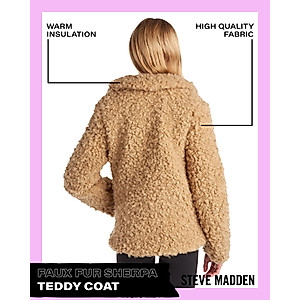 Steve Madden Girls' Jacket – Zip Up Sherpa Fleece Sweatshirt Jacket – Casual Teddy Coat for Girls (4-16), Size 7-8, Taupe