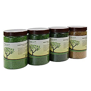 CFA4 4 x 300ml Mixed 12mm Static Grass Terrain Powder Green Fake Grass Fairy Garden Miniatures Landscape Artificial Sand Table Model Railway Layout