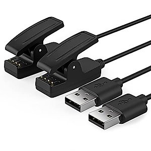 TUSITA [2-Pack Charger Compatible with Garmin Forerunner 35 35J 230 235 630 645 Music 735XT, Approach G10 S20,Vivomove HR, Lily - USB Charging Cable Clip 100cm - GPS Smartwatch Accessories