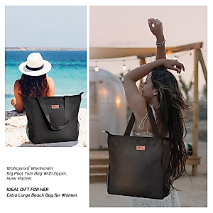 buringer HOMESPON Large Tote Bag with Pockets shoulder bag Lightweight for Travel Hiking Beach Gym