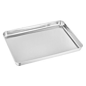 TeamFar Toaster Oven Pan, Stainless Steel Toaster Oven Tray Ovenware, 12.4’’x 9.7’’x1’’, Non Toxic & Healthy, Rust Free & Mirror Finish, Easy Clean & Dishwasher Safe