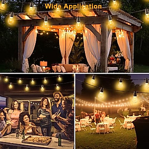 YSJ Solar String Lights Outdoor Waterproof,49FT 20 Bulb Solar Outdoor String Lights,Solar Powered Outdoor String Lights with USB-C Port and Remote Control,Camping Decoration Garden (Black)