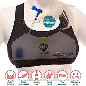 Sneaky Booze Sports Bra Hidden Flask Pouch For Women: Portable 25oz Undetectable Alcohol Bag. Concealable Plastic Wine Liquor Body Flasks. Disguised Leak Proof Travel Bags For Cruise Concert Festival