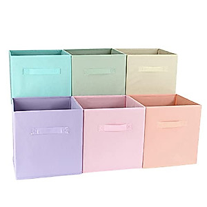 7Penn Basket Cube Storage Bins - 6pk Pastel 10in Square Collapsible Fabric Storage Cubes Organizer Bins for Playroom