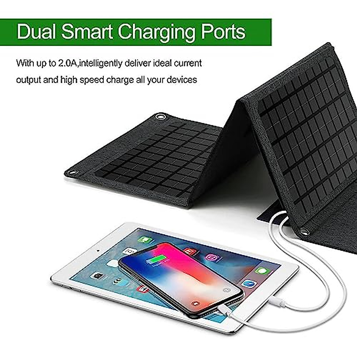 Azusumi Solar Panel 18W 18V Monocrystalline USB DC Type C Output Power Supply Solar Panel for Charging