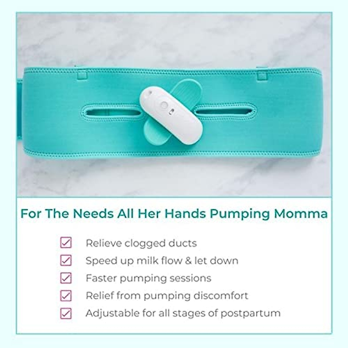 LaVie Warming Massagers 2-Pack (Pair) and Pump Strap Hands Free Pumping Bra Bundle, Massager and Breast Pump Bra Teal