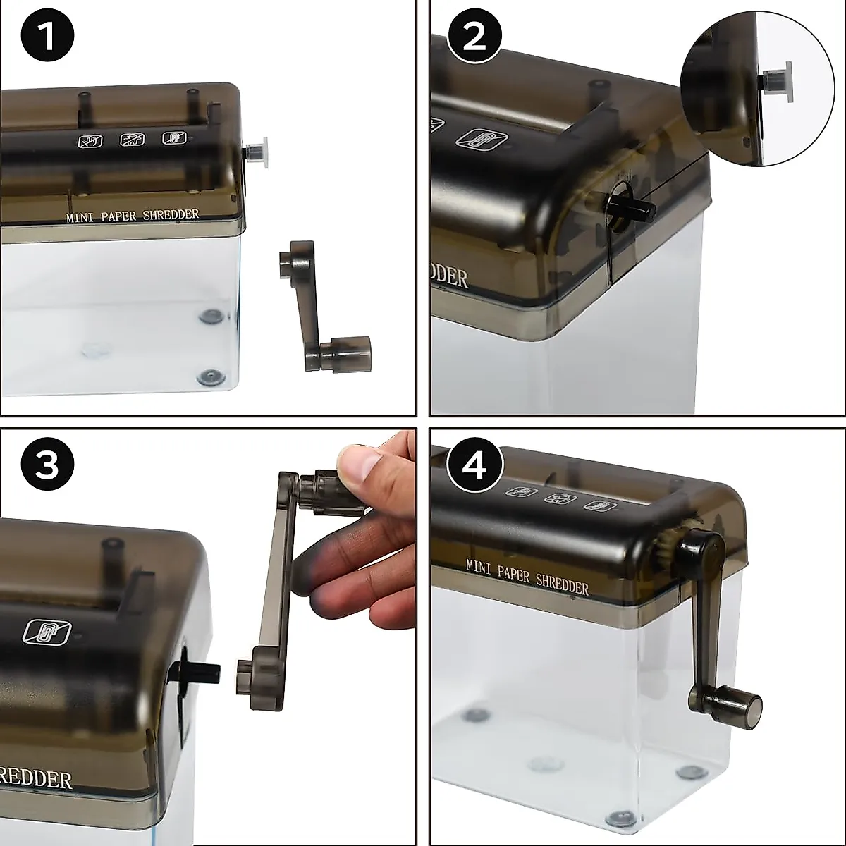 JIKIOU Mini Hand Shredder Portable Paper Shredder Manual Shredder Documents Paper Cutting Tool Home Office Desktop Stationery Black