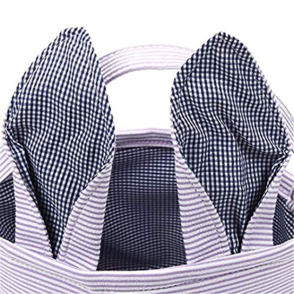 Easter Basket Seersucker Egg Hunt Bunny Baskets for Kids Children,Easter Egg Hunt Bucket Bunny Ear Egg Hunting Candy Carry Basket Party Gifts (Purple)