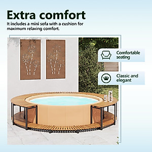 vidaXL Solid Acacia Wood Spa Surround 107.5"x20.9" - Elegant and Durable Outdoor Spa Enclosure with Powder Coated Aluminum Frame and Natural Oil Finish