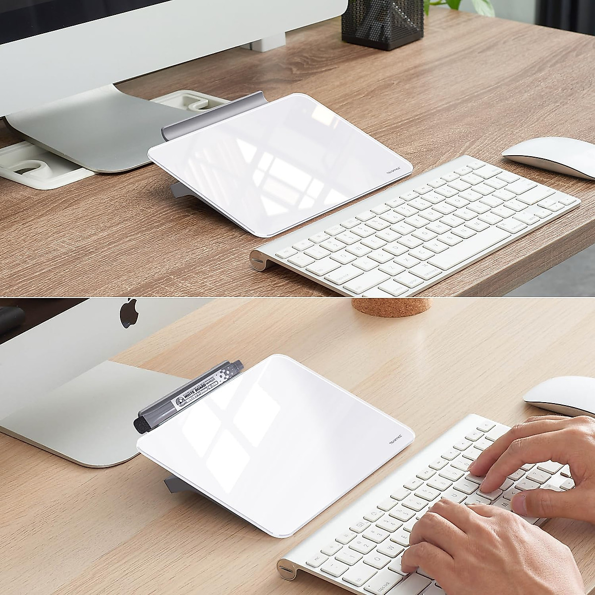 Small Desktop Glass Dry-Erase whiteboard - 8 X 6 Inches Tabletop Easel whiteboard with Stand, Desk Board Buddy for Artist, Teacher and Student