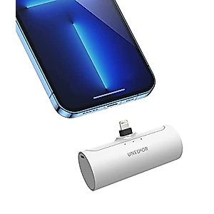 Mini Portable Charger Built in Cable 5000mAh Power Bank Ultra-Compact Battery Pack Phone Charger Portable Fast Charging Compatible with iPhone 14/14 Pro Max/13/13 Mini/13 Pro Max/12/12 (White)